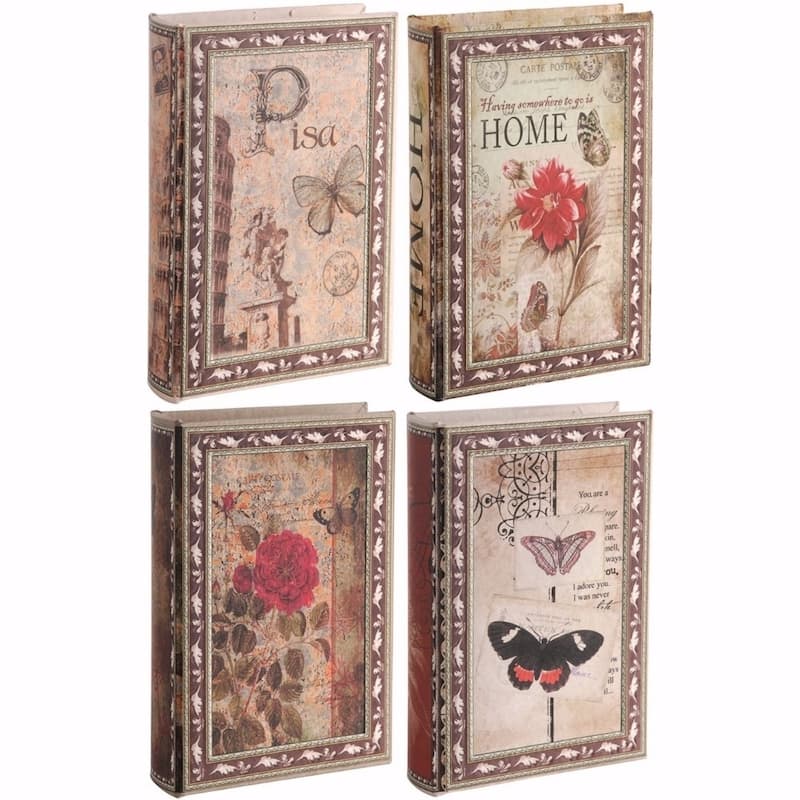 Decorative Book Boxes- Set of 4, Multicolor - Overstock - 18841434