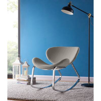 Handy Living Peter Dove Grey Linen Modern Armless Rocking Chair with ...