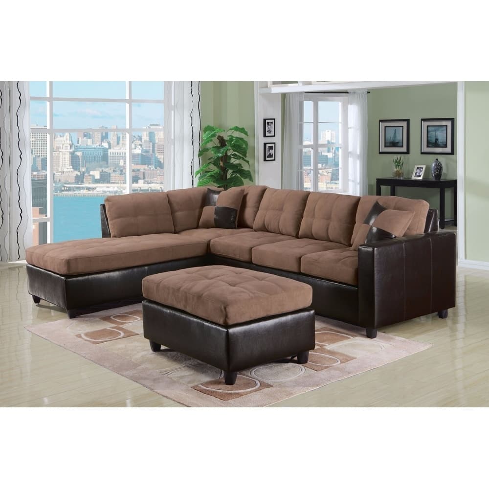 Superior Sectional Sofa with 2 Pillows (Reversible), Espresso Brown ...