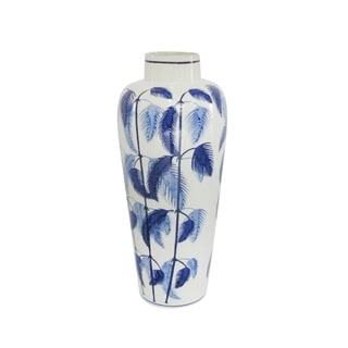 Decorative Ceramic Leaf Design Vase, Blue / White - Bed Bath & Beyond ...
