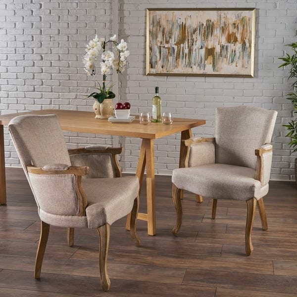 Emina Traditional Fabric Armed Dining Chair (Set of 2) by Christopher ...