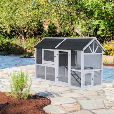 ALEKO Multi Level Chicken Coop Bunny Hutch Small Pet House - Overstock ...