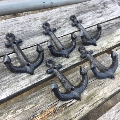 5 Pcs S Size Anchor Style Rustic Cast Iron Wall Coat Hooks Hat Hook ...