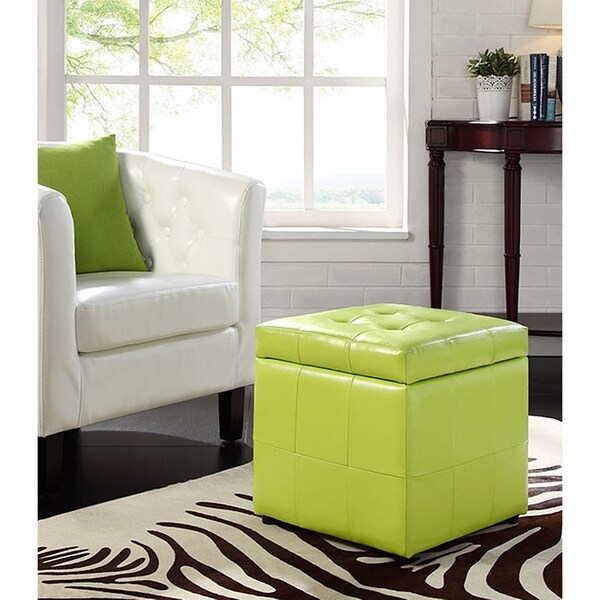 Estero Light Green Leatherette Tufted Square Ottoman with Storage Bed Bath Beyond 19386993