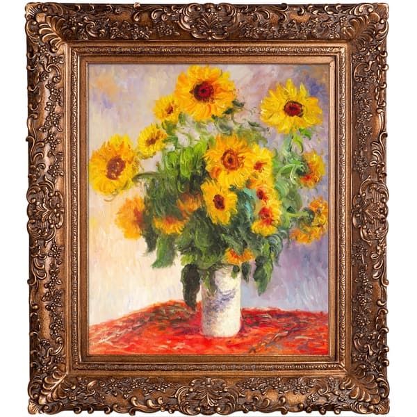 La Pastiche Claude Monet 'Sunflowers' Hand Painted Oil Reproduction ...