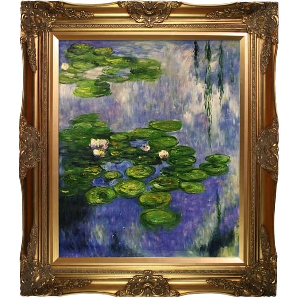 La Pastiche Claude Monet 'Water Lilies' (vertical) Hand Painted Oil ...
