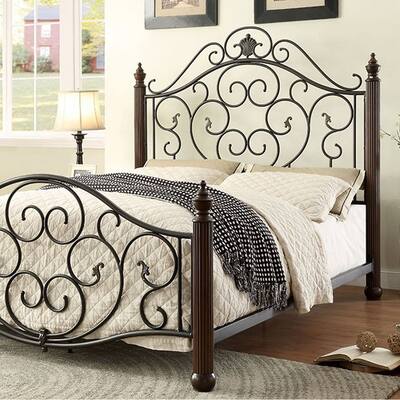 Lucia Transitional Style Bed, Black & Brown - Black & Brown - Black ...