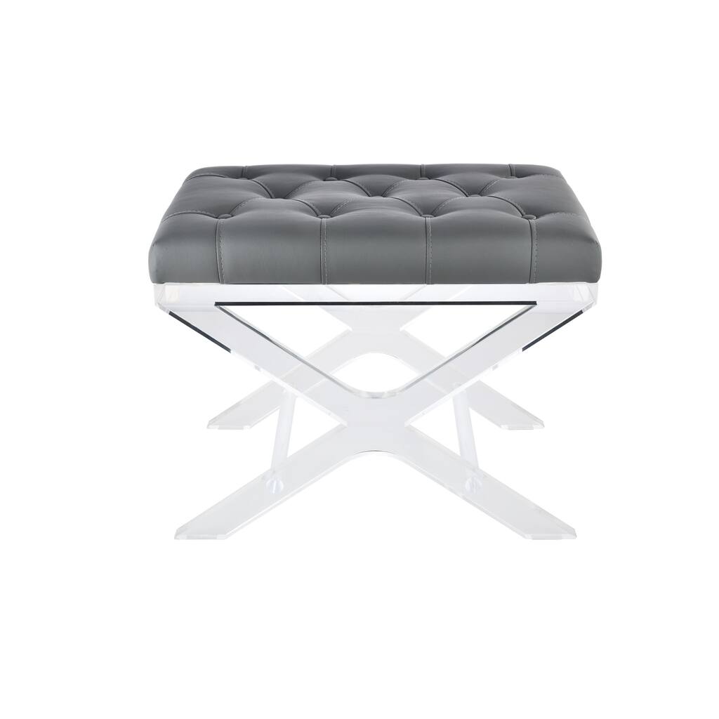 24 inch Tufted Synthetic Leather Bench in GREY - Overstock - 19429230