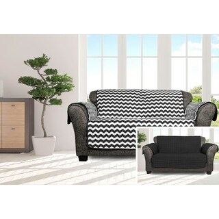 Quick Fit Fifi Collection Chevron Quilted Reversible Loveseat Protector ...
