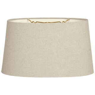 Royal Designs Shallow Oval Hardback Lamp Shade, Linen Cream, 14 x 16 x ...