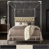 Reid Acrylic & Chrome Canopy Bed with Tufted Headboard by iNSPIRE Q ...