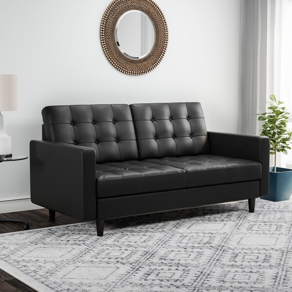 Carson Carrington Eggedal Leather Mid century Loveseat Bed Bath Beyond 19473324