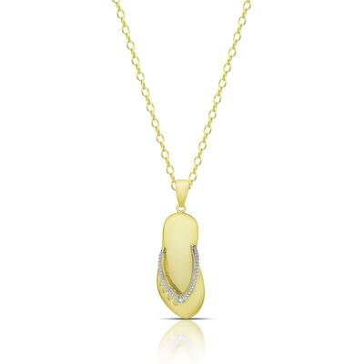 Finesque Gold Overlay Diamond Accent Flip Flop Necklace (I-J, I2-I3 ...