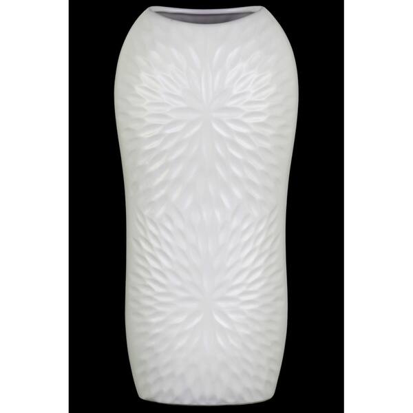 UTC52710: Ceramic Tall Half-Circle Vase with Engraved Leaf Shape Design ...