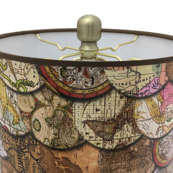 Royal Designs Antique Brass Lamp with Vintage World Maps Lamp Shade ...