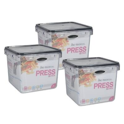 Stor-All Solutions 9.5 Cup Press & Click Square Food Storage- 3 Pack ...