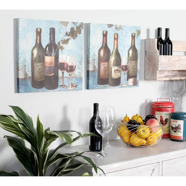 Set of 2 Rustic 16 Inch Wine Bottles and Goblets Art by Studio 350 ...