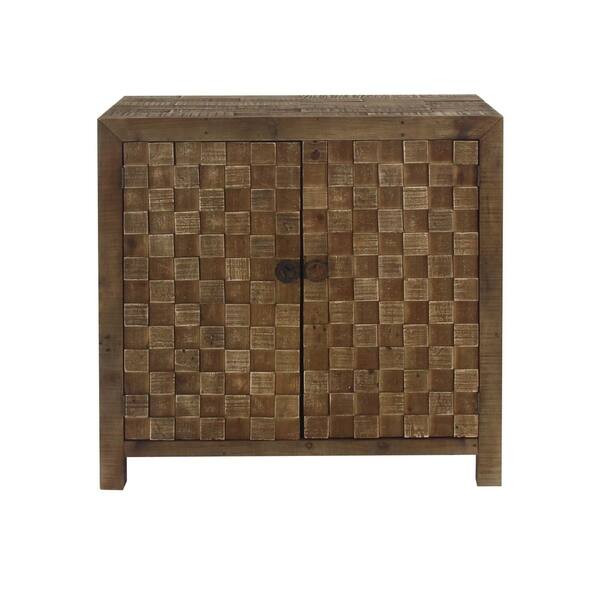 Rustic Brown 2-Door Fir Wood Checkered Cabinet by Studio 350 - Bed Bath ...