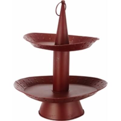 Metal 2-Tiered Server Tray, Red - Overstock - 19530966