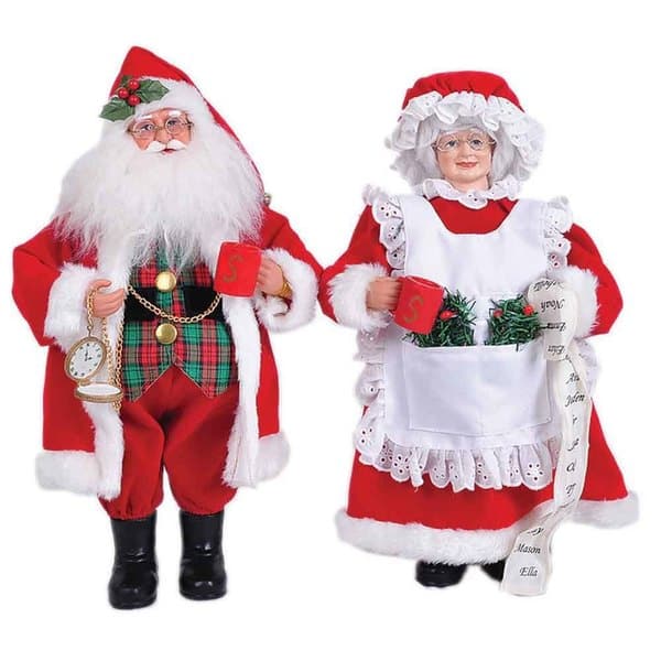 15" Mr And Mrs Claus Figurine, Set Of 2 - Bed Bath & Beyond - 19532700