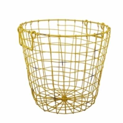 Round Metal Wire Basket, Yellow - Overstock - 19538528