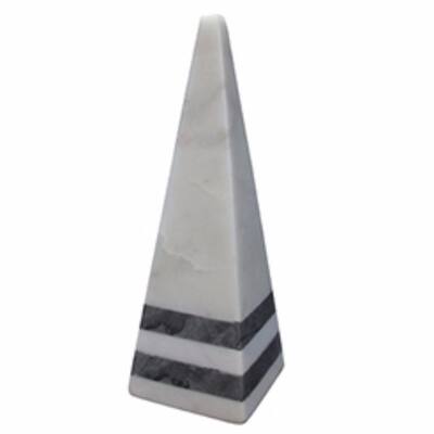 Striking Marble Pyramid Accent, White - Overstock - 19538674