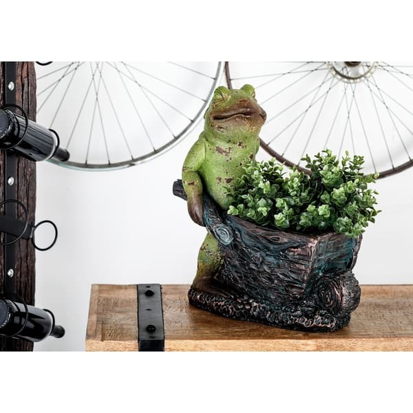 Rustic Polystone Frog Pushing A Cart Planter - Bed Bath & Beyond - 19557624