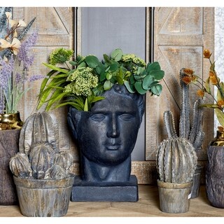 Rustic 15 x 11 Inch Fiber Clay Male Head Black Planter by Studio 350 ...