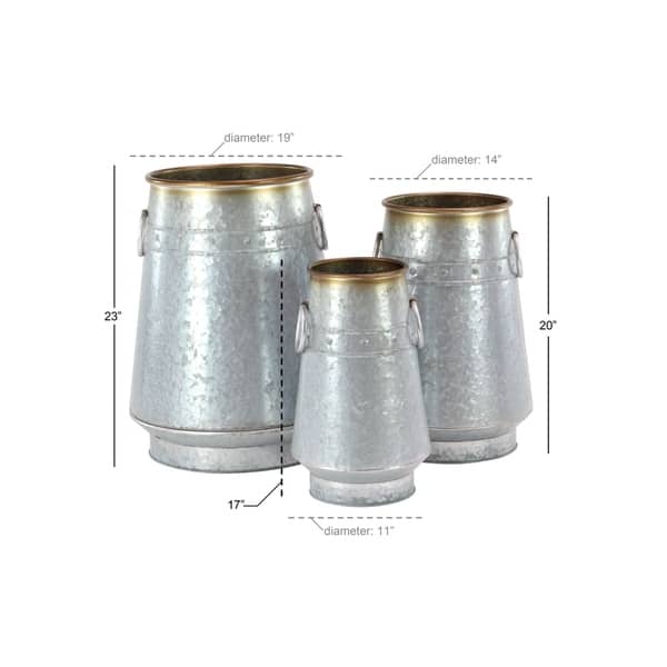 Set of 3 Galvanized Iron Milk Can Planters - Bed Bath & Beyond - 19557794