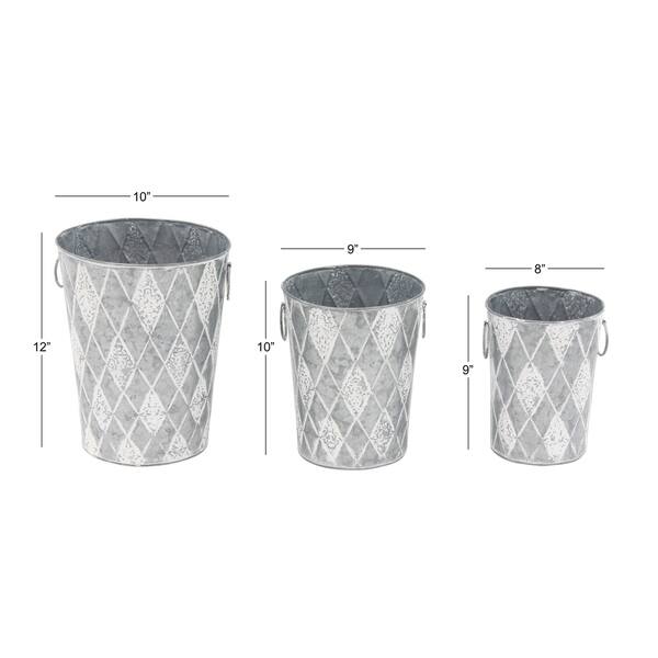 Set of 3 Rustic 9, 10, and 12 Inch Checkered Planters by Studio 350 ...