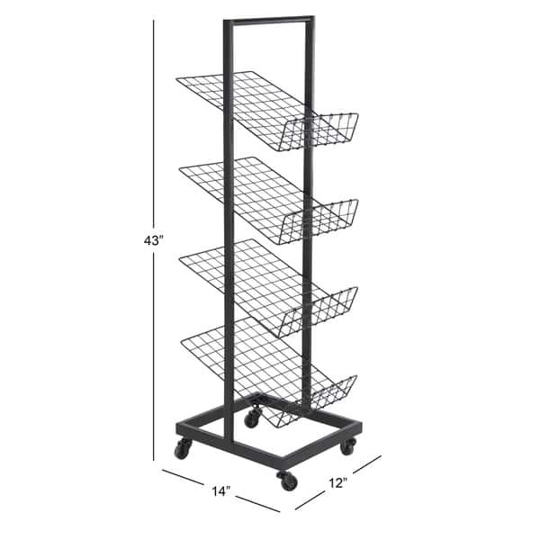 Industrial 4-Tier Black Iron Rack with Wheels by Studio 350 - Bed Bath ...