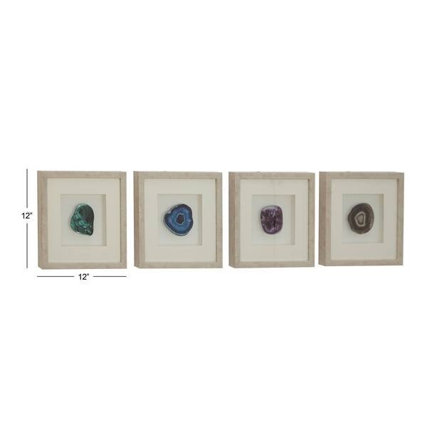 Set of 4 Modern Framed Gemstones and Agate Stones Wall Decor - Bed Bath ...
