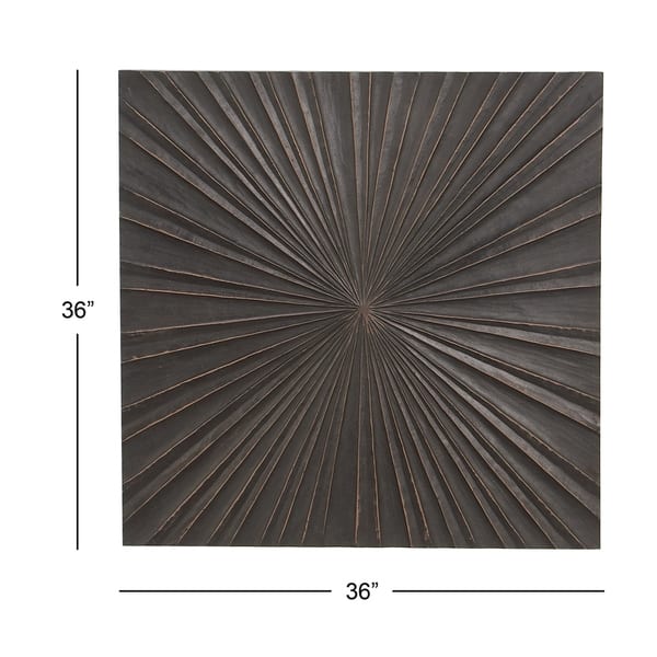 Modern Pine Wood Carved Radial Style Square Wall Panel Decor - Bed Bath ...