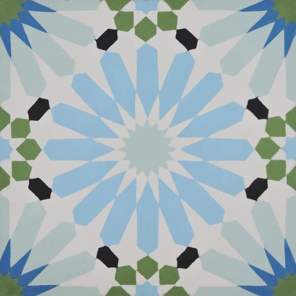 Handmade Alhambra Blue, Green, Black Tile, Pack of 12 (Morocco) - Bed ...