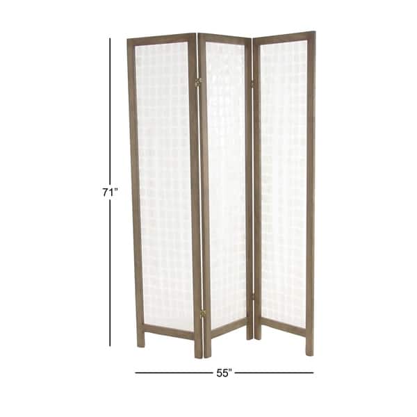 Farmhouse 71 Inch Wood and Capiz 3-Section Panel Screen by Studio 350 ...