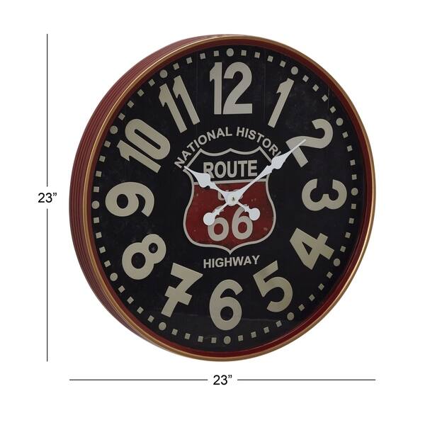 23 inch Contemporary Metal Route 66 Round Wall Clock - Bed Bath & Beyond - 22695335