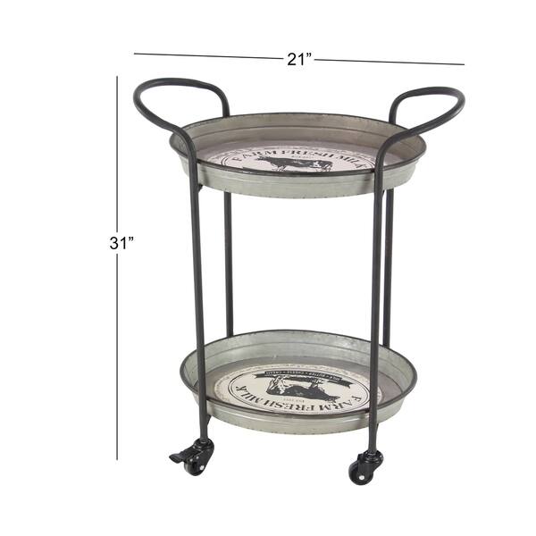 Grey Metal Farmhouse Bar Cart 30 x 27 x 15 - Bed Bath & Beyond - 19565822
