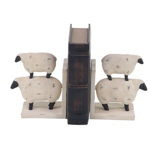Pair of Farmhouse Polystone Stacked Sheep L-Shaped Bookends - Bed Bath ...