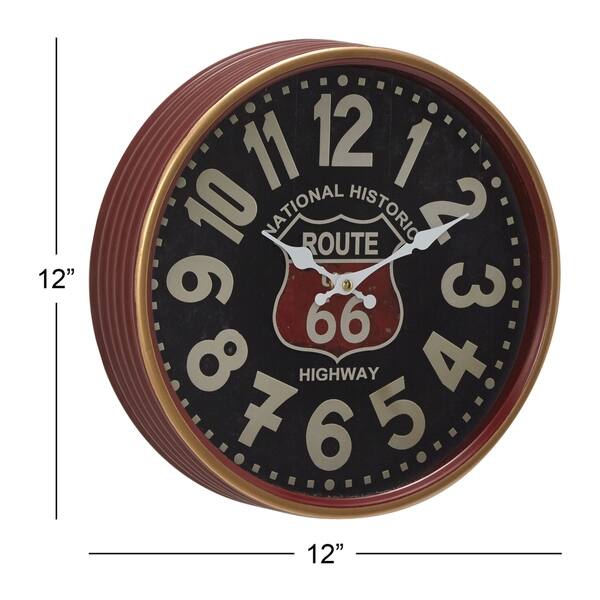 12 inch Contemporary Iron Route 66 Round Wall Clock - Bed Bath & Beyond ...