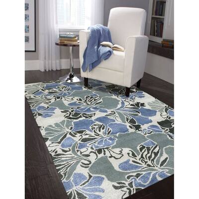 Hand-Tufted Glisten Water Spray Wool and Art Silk Rug - 5' x 7'6 ...