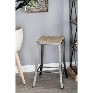Farmhouse 24 x 16 Inch Wood and Iron Square Gray Counter Stool - Bed ...
