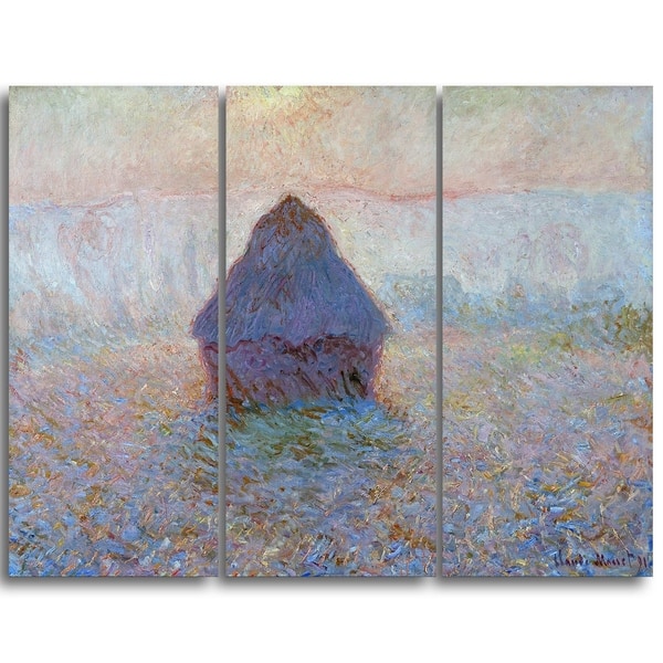 Design Art 'Claude Monet - Grainstack Sun in the Mist' Landscape Canvas ...