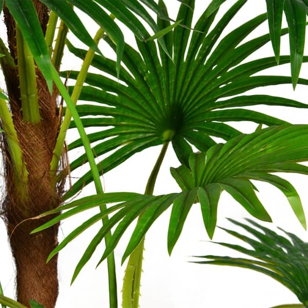 66.8" Tall Fan Palm Tree, Burlap Kit and Fiberstone planter - 67" - Bed ...