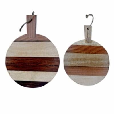 Round Shaped Wooden Cutting Boards, Brown, Set Of 2 - Overstock - 19666026