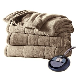 Sunbeam Channeled Velvet Plush Electric Heated Blanket Twin Acorn - Bed ...