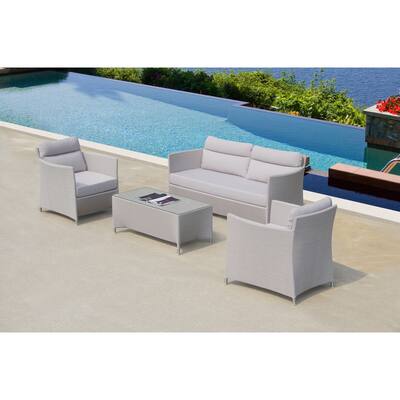 Bellini Cyprus Grey Fabric Upholstered 4-piece Deep Seating Set ...