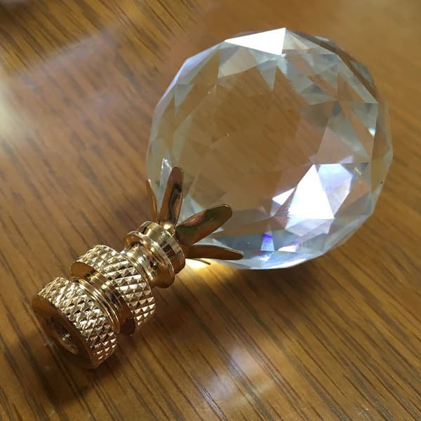 Royal Designs Medium Faceted Diamond Cut Clear K9 Crystal Lamp Finial ...