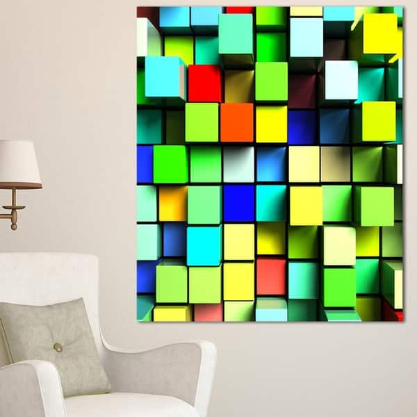 Colored 3D Cubes Wall Design - Abstract Art Canvas Print - Bed Bath ...