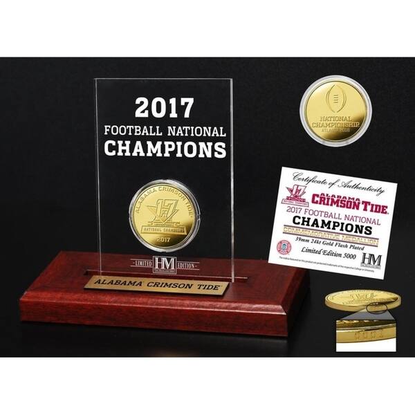 Alabama 2017 Football National Champions Gold Coin Etched Acrylic ...