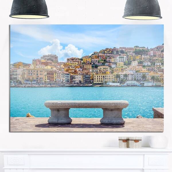 Seafront Bench in Port Santo Stefano - Extra Large Seashore Glossy ...